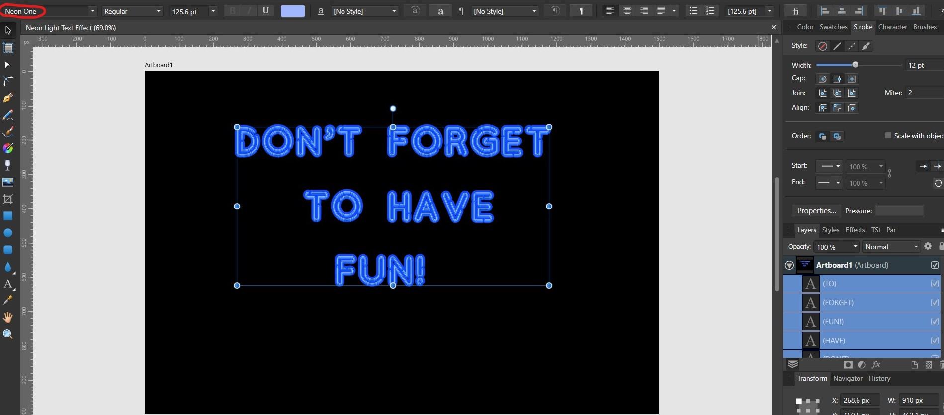 How to Create a Neon Text Effect in Affinity Designer - The Creative Hagja