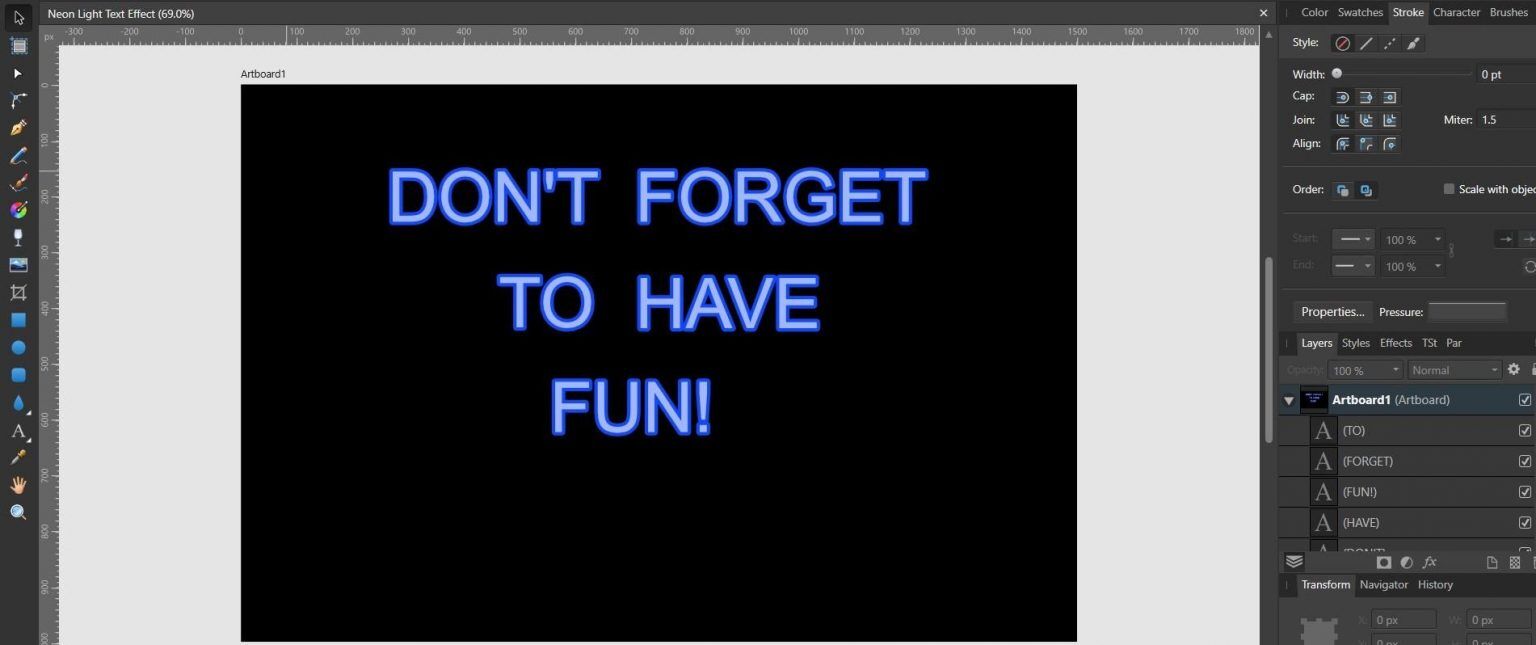 How to Create a Neon Text Effect in Affinity Designer - The Creative Hagja